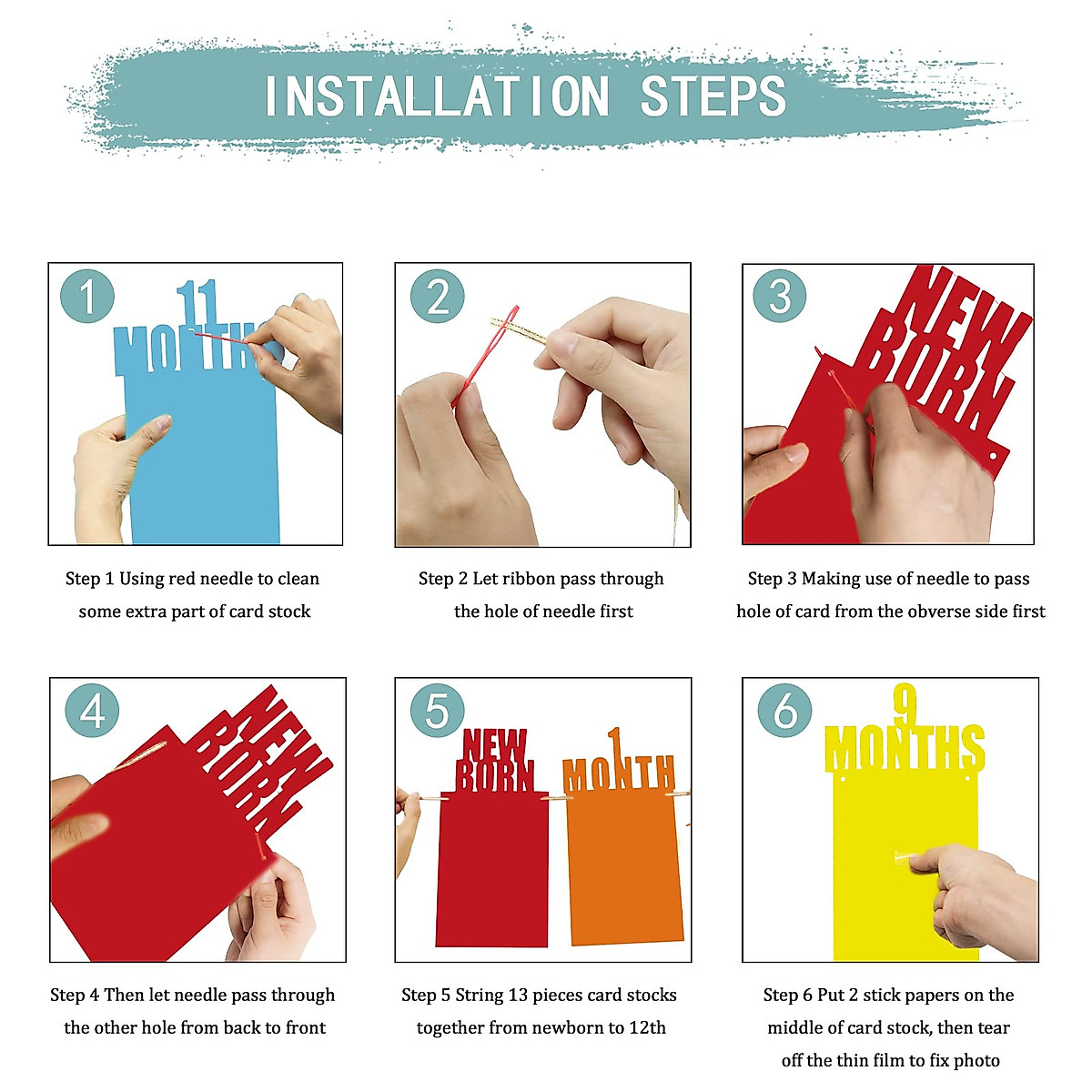 1st Birthday Banner for Boys Girls Party Decoration, Custom Banner for Baby with Photo from Newborn to 12 Months, Monthly Milestone Photograph for First Birthday Party