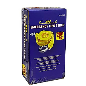 HFS (R) 4.5 Ton 2 Inch x 20 Ft. Polyester Tow Strap Rope 2 Hooks 10000lb Towing Recovery