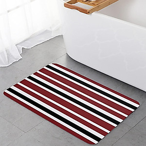 Libaoge Kitchen Mat Rug Set of 2 Red Black White Stripe Runner Rug Anti-Fatigue Comfort Memory Foam Standing Mat Non-Slip Floor Door Mat for Bathroom 23.6x35.4in+23.6x70.9in