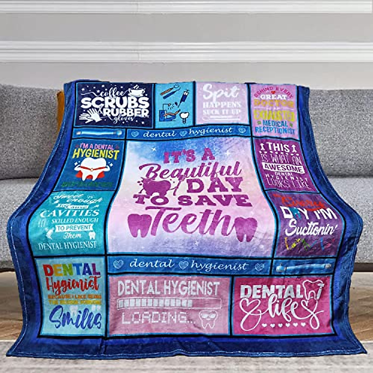 Dental Hygienist Gifts, Gifts for Dental Hygienist Blanket, Unique Dental Hygienist Gifts for Women, Dental Hygienist Birthday Gift for Women, Dental Hygienist Appreciation Gifts Throw Blanket 60"X50"
