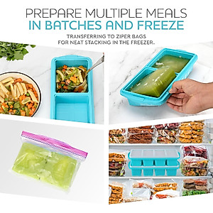 XOMOO Silicone Freezer Tray With Lid-Soup Freezer Container molds-2-cup Extra Large Ice Cube Tray-makes 4 perfect 500ml portions cubes, For freezing soup,stews,sauces.Oven&Dishwasher-Safe(2-Pack)