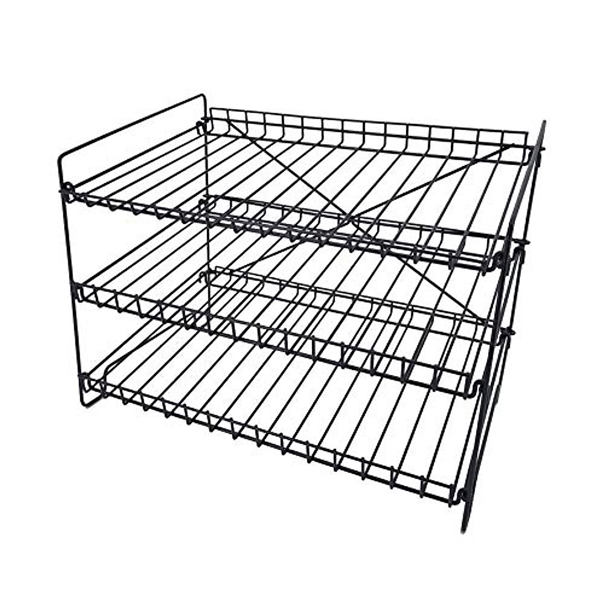 FixtureDisplays® 16" x 12.5" x 10" Wire Rack for Countertop Use with 3 Open Shelves, Black 10085-NPF