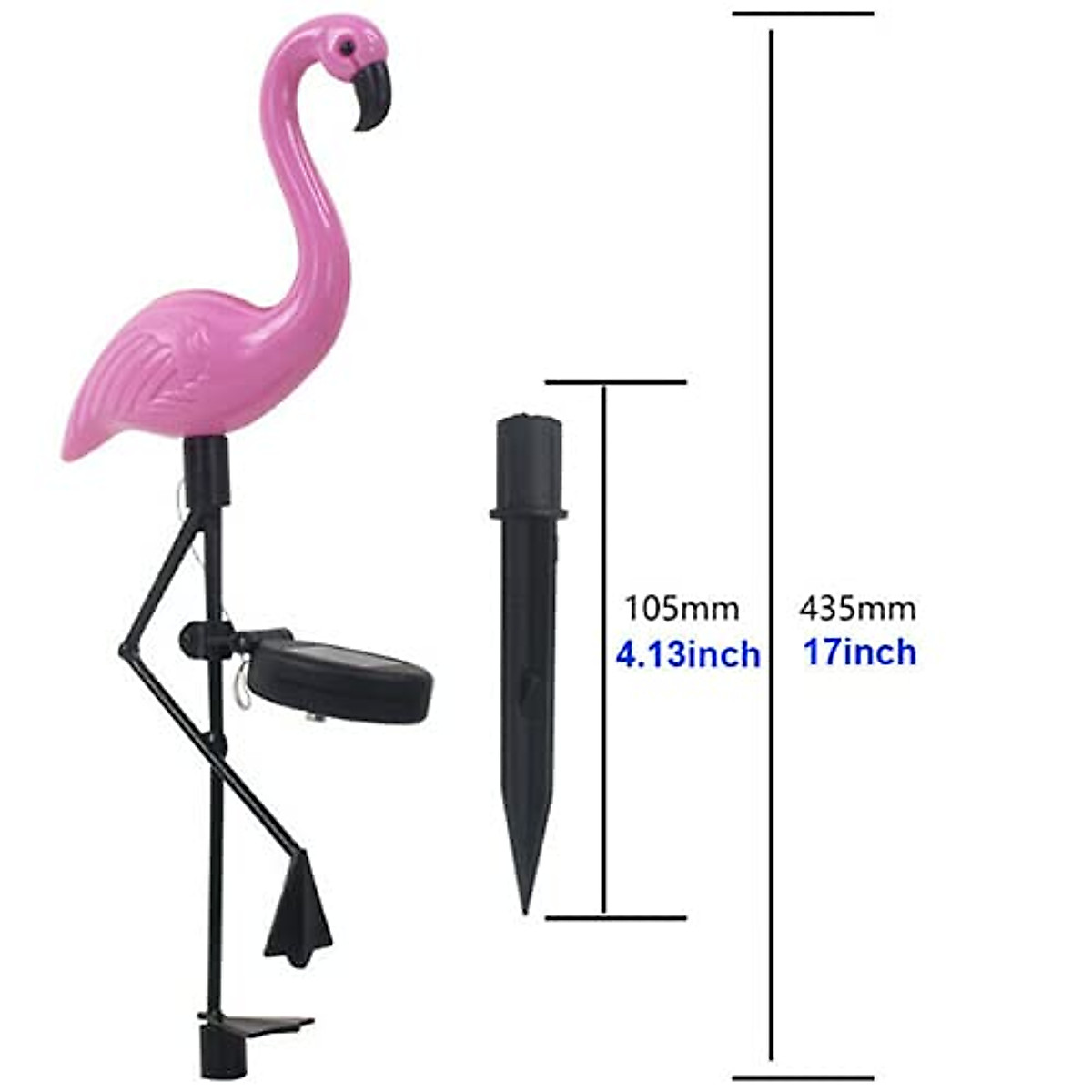 AUSUKY Solar Powered Pink Flamingo Ornament Garden Outdoor Light Lawn Landscape Lamp (1 Solar Panel Control 3 Light)