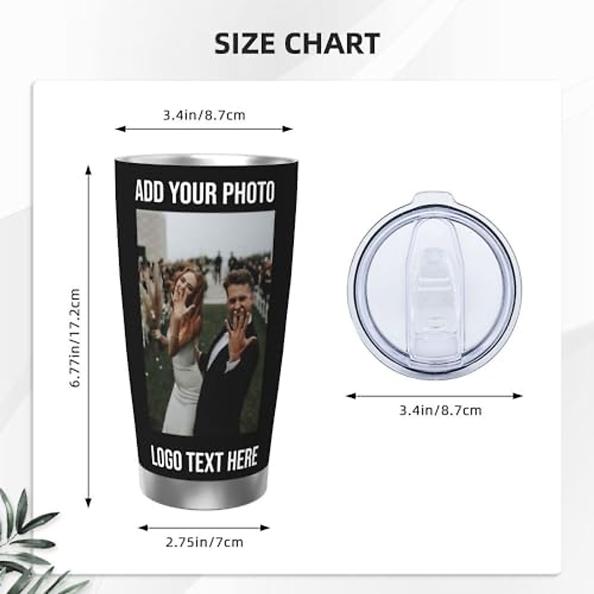Custom 20oz Photo Coffee Mugs Double-Side Print Custom Stainless Steel Tumbler, Coffee Travel Mug Cup Personalized Birthday New Year Gifts for Men Women Mom Dad, Black
