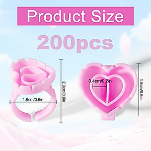 Glue Rings INFILILA 200PCS Glue Rings for Eyelash Extensions Disposable Rings for Lashes Lovely Heart Shape Lash Extension Supplies for Eyelash Extension Lash Glue Holder Fanning Ring Holder