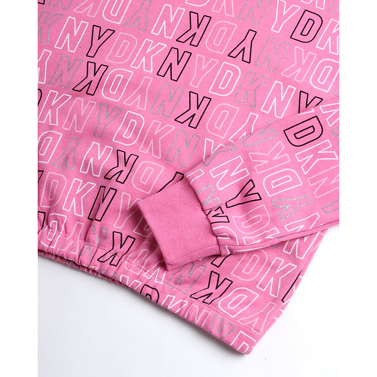 DKNY Girls' Sweatsuit Set - 2 Piece Fleece Hoodie Sweatshirt and Jogger Sweatpants (12M-16), Size 10, Wild Orchid