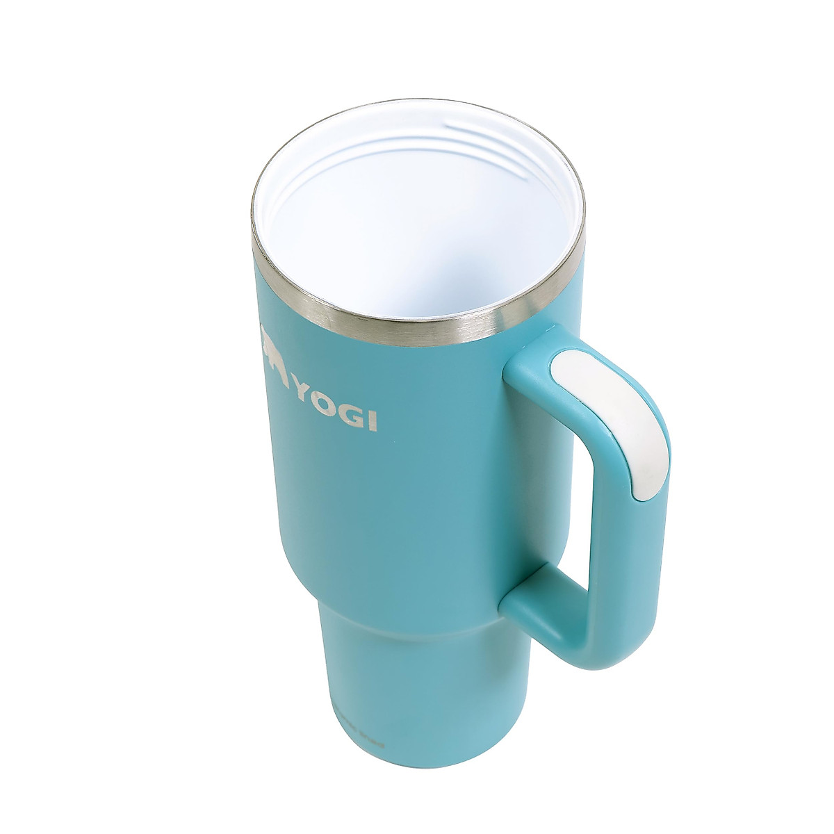 YOGI Ceramic Lined Tumbler with Handle and Straw Lid, Stainless Steel Travel Mug & Water Tumbler, Vacuum Sealed Cup with Handle - 40oz Aqua