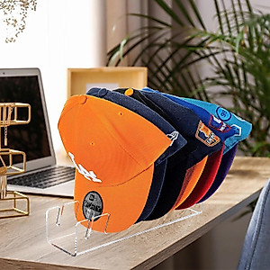 WEERSHUN Hat Stand for Baseball Caps Display and Organizer - 2 Pack, No Install Acrylic Hat Holder for 14 Baseball Caps for Bedroom, Closet, Dresser