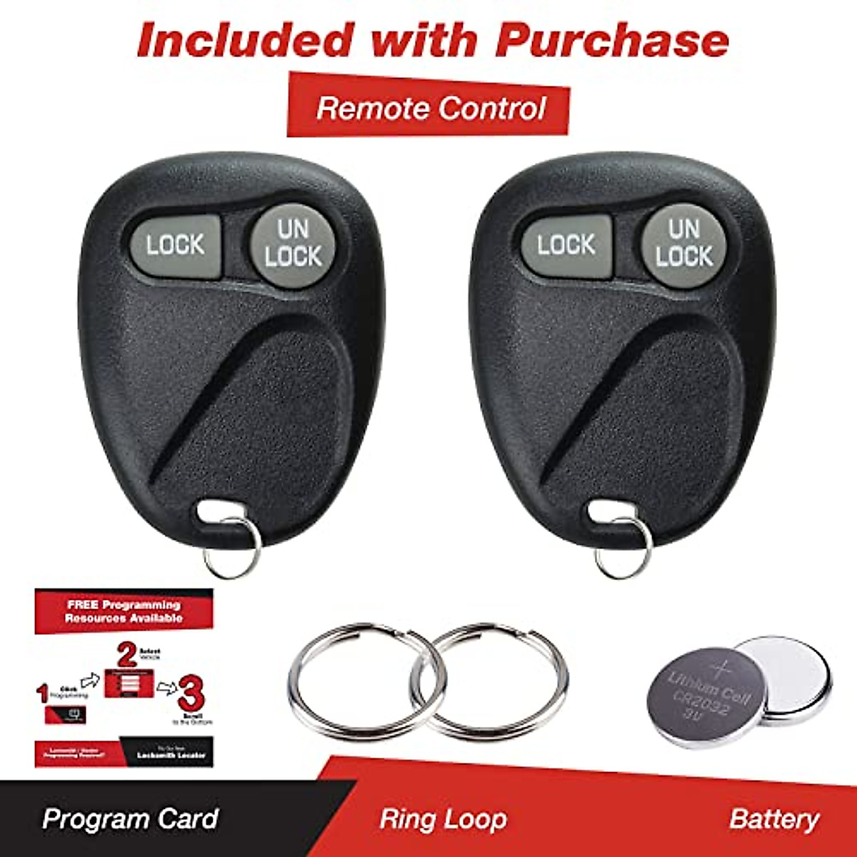 KeylessOption Keyless Entry Remote Control Key Fob for 97-99 Silverado Sierra Yukon Tahoe Suburban S10 Tracker Topkick 16245100-29 (Pack of 2)