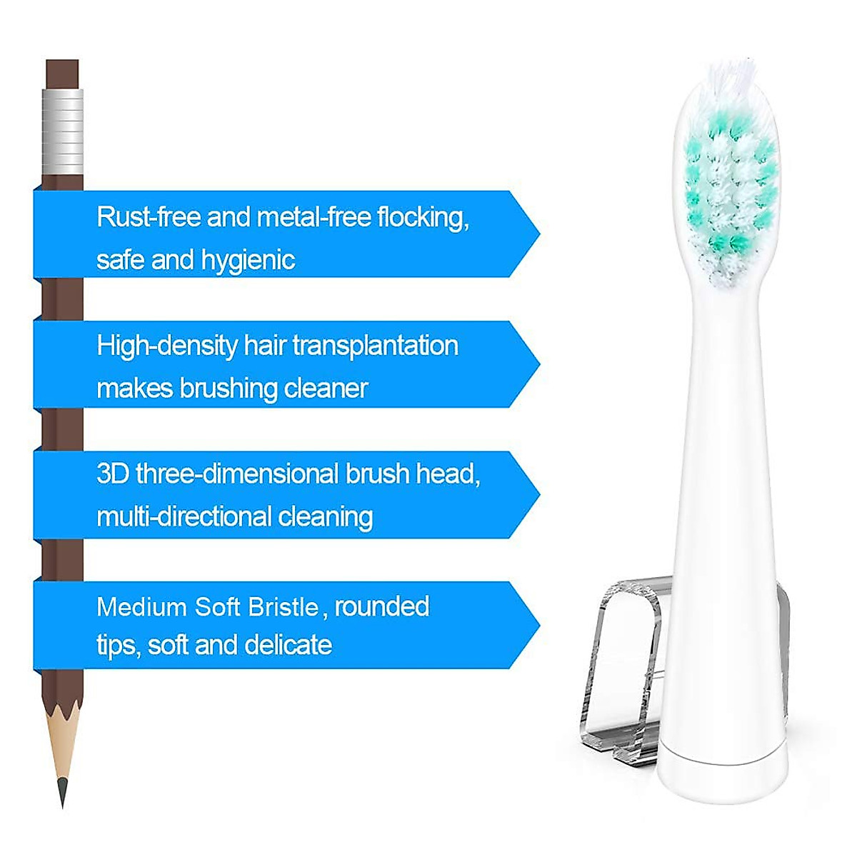 DHMXDC Electric Toothbrush Brush Head x 4 and Hygienic Cap for Models of DHMXDC Sonic Toothbrushes