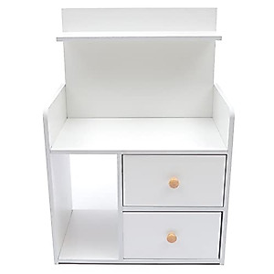 MIMODA Nightstand 2 Drawers with Open Storage End Side Table Open Shelf Bed Table for Bedroom, Living Room, Office, White