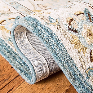 SAFAVIEH Antiquity Collection Area Rug - 8' x 10', Peacock & Blue, Handmade Traditional Oriental Wool, Ideal for High Traffic Areas in Living Room, Bedroom (AT812B)