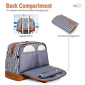 Lekebaby Baby Diaper Bag for Travel Maternity Bag Diaper Tote Hospital Bag, Newborn Registry Baby Shower Gifts,Blue Striped
