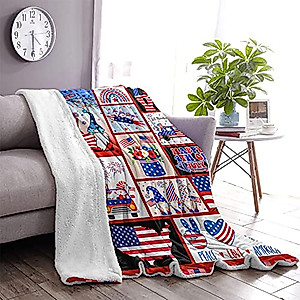 CYREKUD 4th of July Blanket Throw,Patriotic Gnomes Truck Blanket,Independence Day Gifts Blanket,American Veteran Labor Day Blanket,Cozy Independence Day Gifts Blanket Sofa Couch Beds Decor 50''x60''