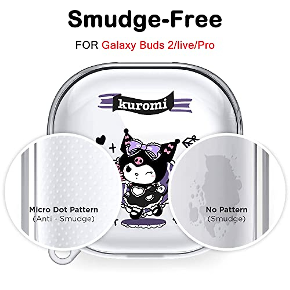 Cute case for Samsung Galaxy Buds 2 Pro Case (2022) Buds 2 Case/Buds Pro Case/Buds Live Case with Cartoon Kawaii Anime Kulomi Pattern for Women Girls Kids Clear Soft Silicone Cover Skin