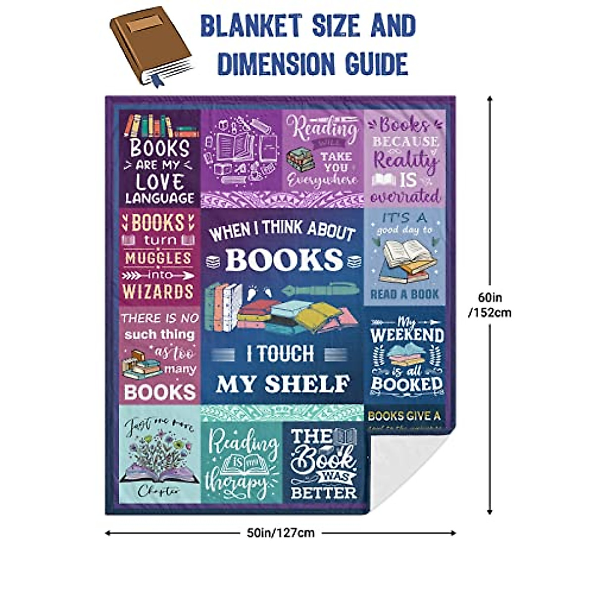 Book Lovers Gifts, Gifts for Book Lovers Women Men, Book Accessories for Reading Lovers, Gifts for Readers Book Lovers Women, Good Gifts for Book Lovers, Book Reader Bookworm Gifts Blanket 60" x 50"