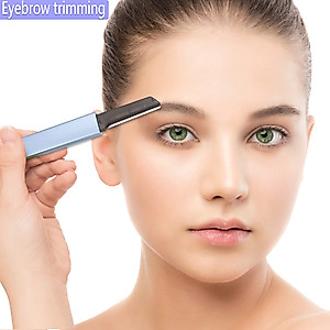 Dermaplaning Tool,Safe aluminum alloy eyebrow Razor, Eyebrow Trimmer Shaper,Face Razors for Women, metal matte material can be replaced with blades (Blue)