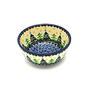 Polish Pottery Bowl - Ice Cream/Dessert - Christmas Trees