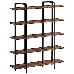 IRONCK Industrial Bookshelf and Bookcase 5 Tiers Large Open Etagere Shelves, 71.2" H x 53.1" L for Home Office, Living Room Bedroom Home Office