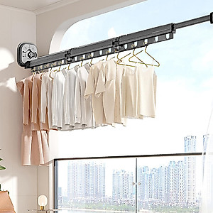 Peosaard Wall Mounted Drying Rack with Suction Cup, Tri-Collapsible Drying Rack, Retractable Laundry Clothes Drying Rack with 15 Hooks, Aluminum Wall Airer for Balcony, Bathroom 3 Fold