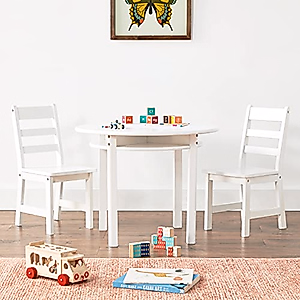 Lipper International Child's Round Table with Shelf and 2 Chairs, White