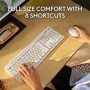 Logitech MK295 Wireless Mouse & Keyboard Combo with SilentTouch Technology, Full Numpad, Advanced Optical Tracking, Lag-Free Wireless, 90% Less Noise - Off White