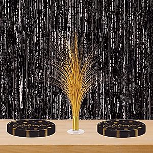 Beistle 2 Piece Plastic Metallic Gold Spray Centerpieces For Happy New Year Decorations, Awards Night Tableware, Birthday Party Supplies, 19"