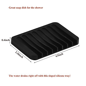 Bathroom Rectangle Tray, Toilet Top Organizer, Farmhouse Wooden Vanity Tray with Soap Tray, Toilet Tank Tray for Bathroom, Ideal Also as Jewelry, Perfume & Napkin Trays (Black, 4.8" W11.5 Lx1.2 H)