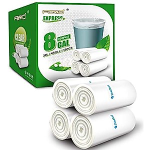 Clear Medium Garbage Bags 8 Gallon Trash Bags FORID Wastebasket Bin Liners 220 Count Plastic Trash Bags for Bathroom Bedroom Office Trash Can 30 Liter