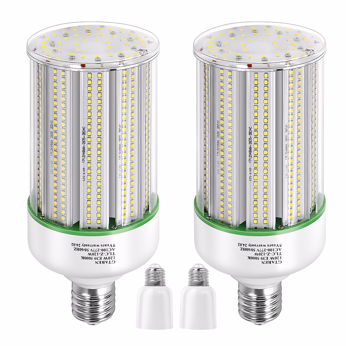GTAREN 120W LED Corn Light Bulb 2pack,LED Replacement Metal Halide HPS CFL 500 Watt HID lamp,5000K E39 Mogul Base LED Corn lamp,for Area Lighting Wearehouse Factory Parking lot shoebox Bay Light