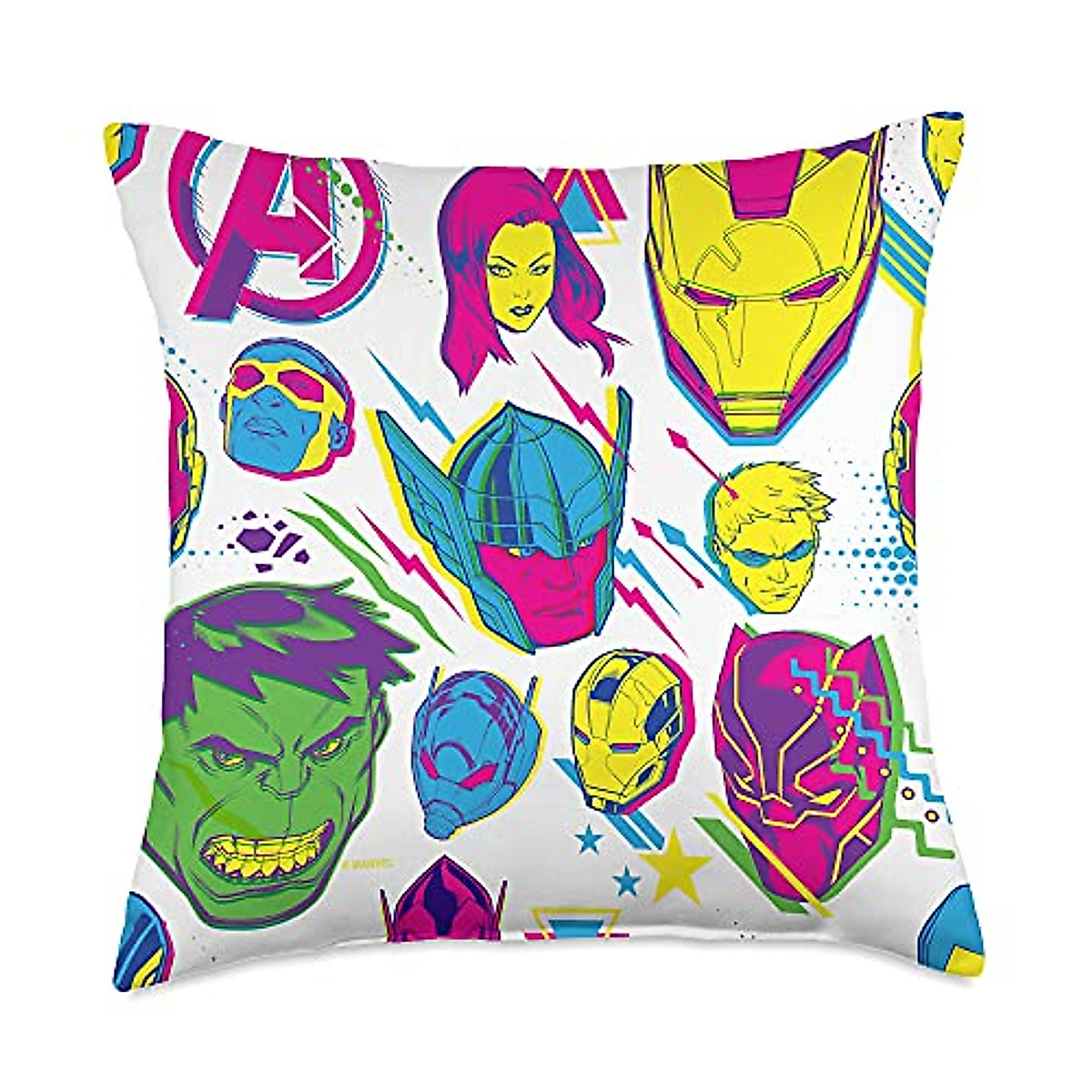Marvel Avengers 80s Print Throw Pillow, 18x18, Multicolor