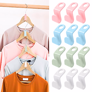 50 PCS Space Saving Hanger - 2025 New Clothes Hanger Connector Hooks, Stacking Hanger Hooks Space Saver, Premium College Dorm Room Essentials, Plastic Closet Organizers and Storage (Multicolor)
