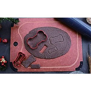 FASAKA Bone Cookie Cutters Set for dog treats, 3 Piece Dog Bone Biscuit Cutters Set with Red Environmental PVC for Baking