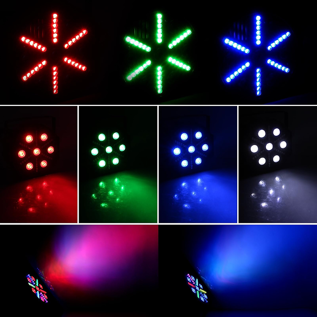 9 LED Stage Lights 2 Pack - 36W RGBW Par Light with Remote DMX Control Sound Activated Strobe Auto Play Uplights for Wedding Birthday Party Disco Dance Club Karaoke DJ Events Venue Stage Lighting