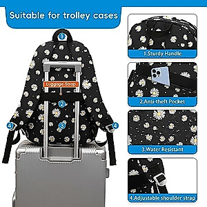 Classic Diamond Daisy Backpack for School Backpack for Girls Backpack with Lunch Box Bookbag Set Kids Backpacks for Teen Girls (Black)