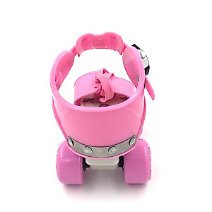 Kid's Children's Adjustable Speed Quad Roller Skates Shoes (Pink)