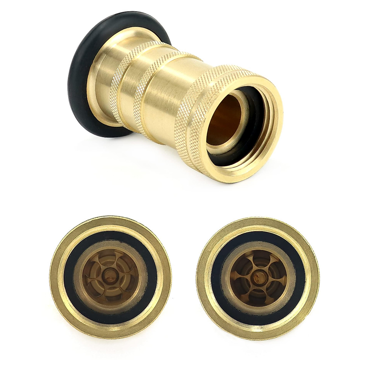 QWORK 1" NST/NH Brass Fire Hose Spray Nozzle, Heavy Duty Fire Equipment, Industrial Jet Fog Nozzle 36 gpm 100 psi