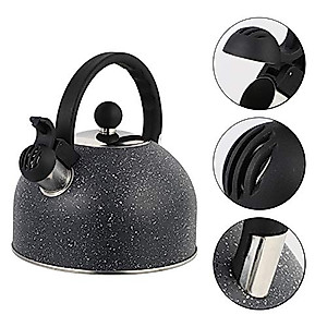 Stovetop Whistling Tea Kettle Teapot Stainless Steel Water Kettle Boiling Kettle with Cool Grip Ergonomic Handle for Home Outdoor Kitchen 2.5L Black teapot (Color : Black)