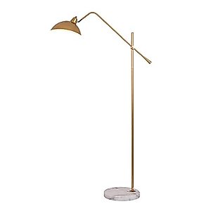 AVEO Floor lamp LED Floor Lamp Nordic Minimalist Marble Base Floor Light Gold Wrought Iron Lampshade Adjustable Living Room Reading Lamp Floor Light (Color : Gold)