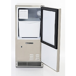 Maxx Ice MIM25CO, Shallow Depth Outdoor Built-in Undercounter Ice Maker, 25 lbs, in Stainless Steel
