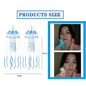 Letsglow LED Light Up jellyfish earring, Projecting Disco Ball, Women Funny Lovely Gift, Birthday Party Rave Night Club Jewelry (blue)
