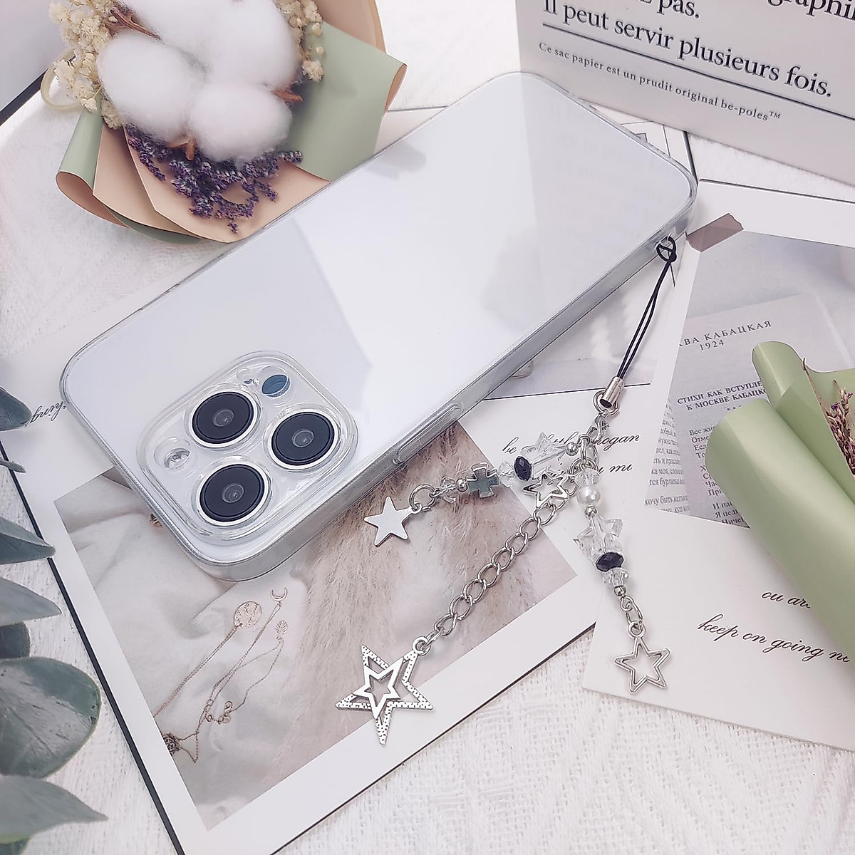 cioatu 4PCS Cute Phone Charms Aesthetic Y2K Cell Phone Charms Strap Pink Strawberry Butterfly Star Phone Charm Y2K Accessories for Phone Bag Keychain Airpods Camera Pendants Decor