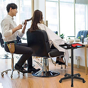 Salon Rolling Tray,Tattoo Tray Rolling Trolley Adjustable Height Utility Cart, Beauty Salon Clinic Spa Service Instrument Storage Tray(Black)