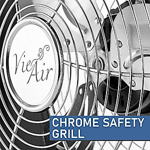 Vie Air High Velocity Powerful and Quiet Dual Speed Sleek Design Durable Metal Drum Fan, 12'' W