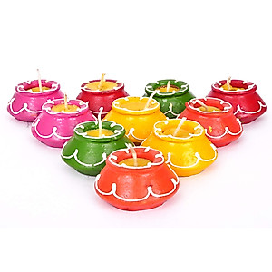 TIED RIBBONS 12 pcs Handmade Clay Diya for Diwali, Wax Filled | Traditional Homemade Diyas Tealight | Indian Oil Lamp | Diwali Decorations for Home | Terracotta Diyas | Matki Diya | Diwali Diya