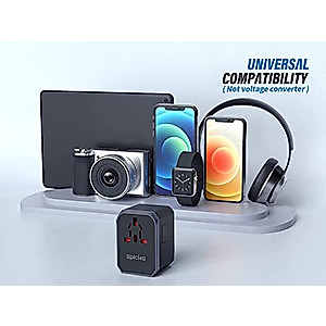 EPICKA Universal Travel Adapter One International Wall Charger AC Plug Adaptor with 5.6A Smart Power and 3.0A USB Type-C for USA EU UK AUS (TA-105, Grey)