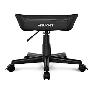 AKRacing Footstool with PU Leather, Height Adjustable with Wheels, Ottoman Foot Rest for Office and Gaming Chairs - PC; Mac; Linux, Black, (AK-Stool-BK)