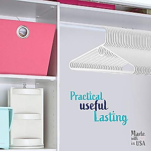 USA Made Heavy Duty White Plastic Hangers Pack of 24 Clothes Hangers with Hook for Scarves, Belts, Straps - Clothing, Suit, and Coat Hangers for Everyday Use