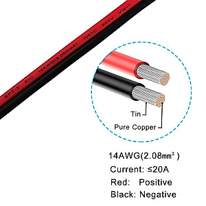 Liwinting SAE to Male DC 5.5mm x 2.1mm Male Adapter Cable SAE Connector Cable 14AWG DC Charging Cord for Solar Panel Charger 60cm/1.96FT