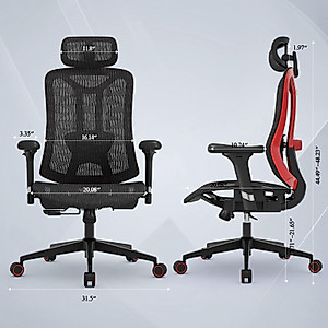 Fradiett Ergonomic Mesh Office Chair - Computer Chair with 3D Lumbar Support, Seat Depth Adjustable Desk Chair with Headrest, 3D Armrest, Ergonomic Gaming Chair for Home Office,Tilt Function